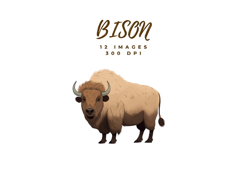 Watercolor Bison Clipart, Printable Art, Digital Design for Crafting ...