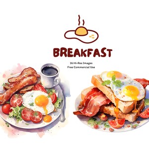 Watercolor Breakfast Clipart, Brunch Clipart, Waffle Art, Breakfast ...