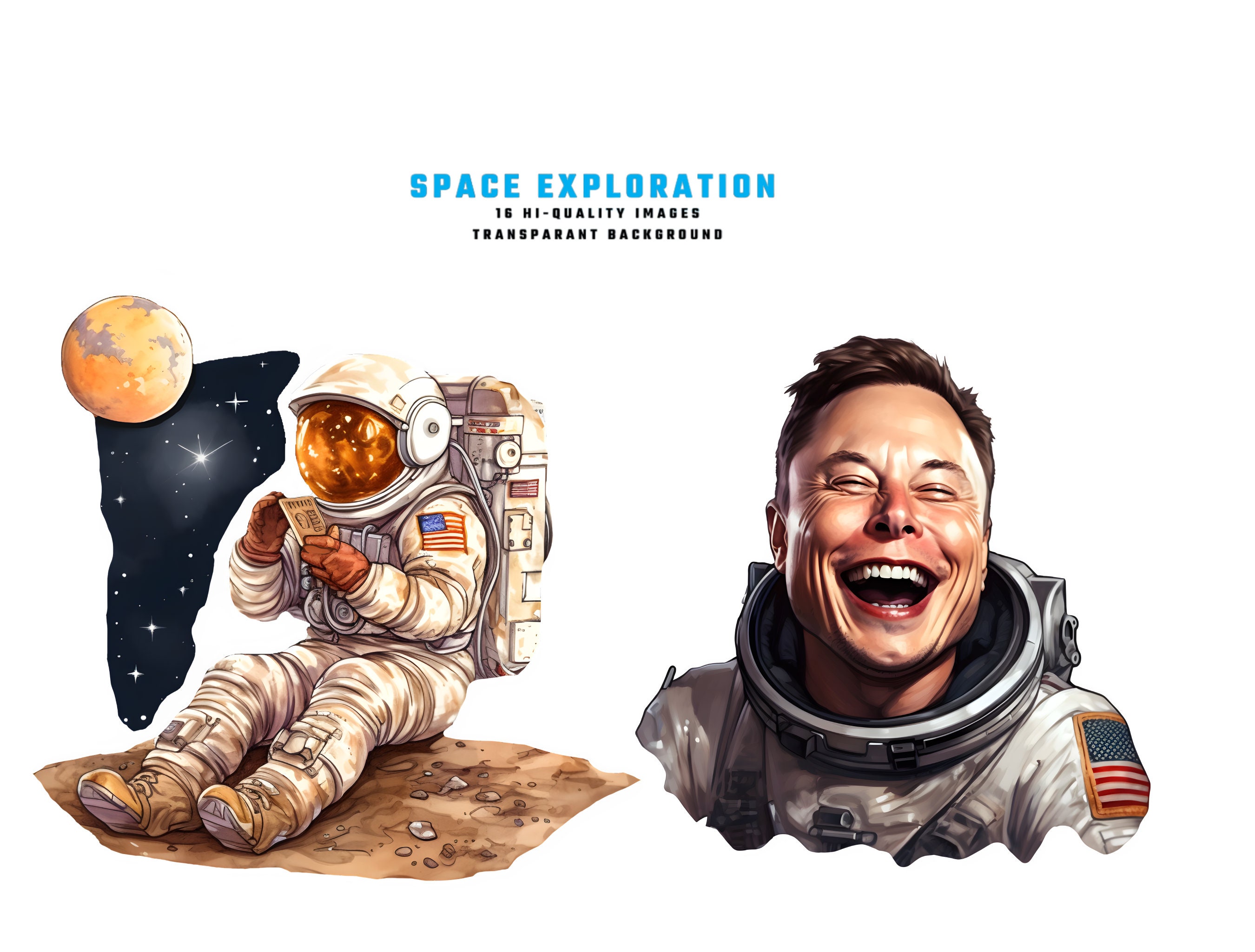 Astronaut Clipart, Outer Space Clipart Set, Planets Clipart Set ...