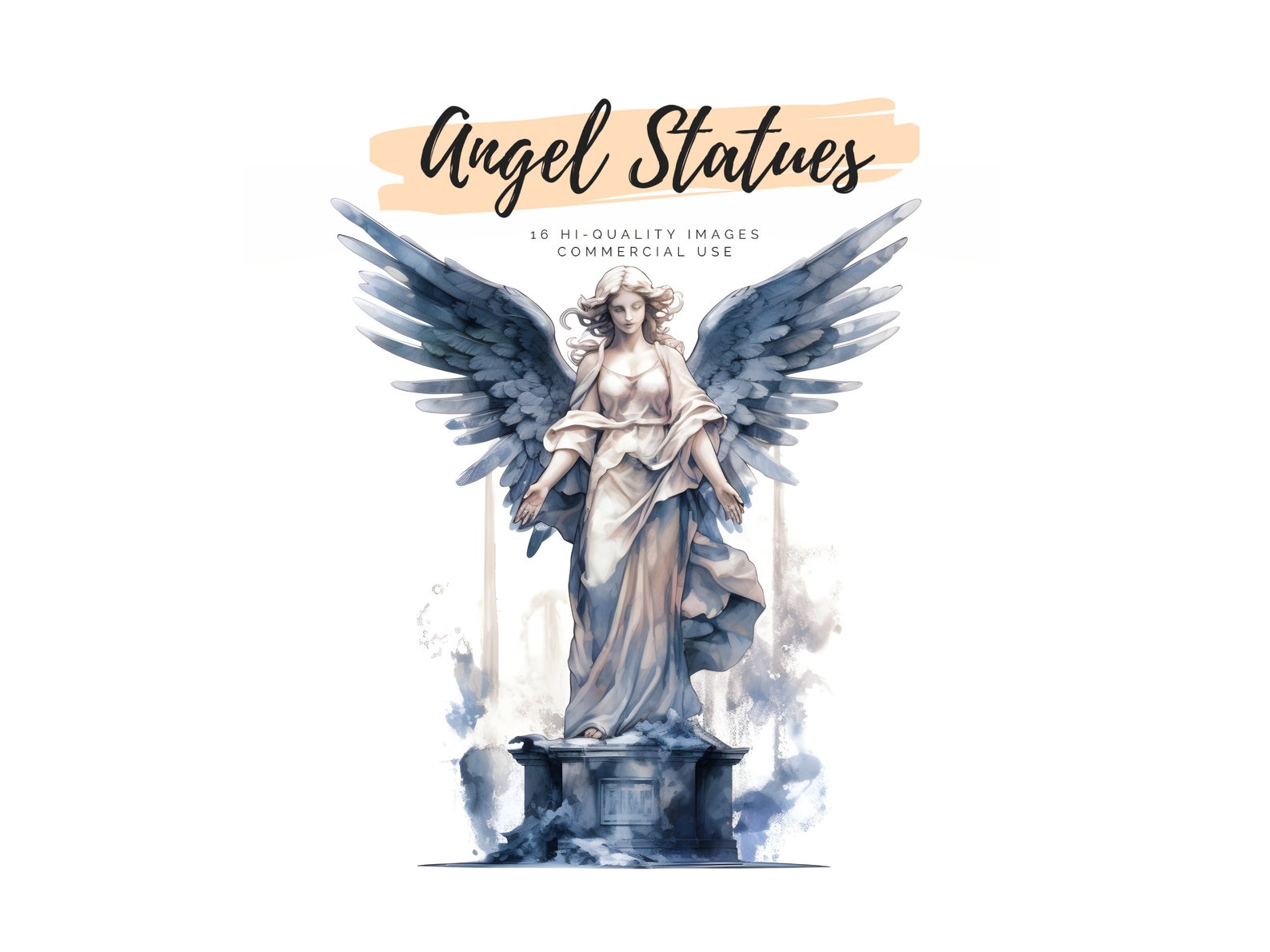 Angel Clipart, Angel Statue, Watercolor Angel, Angels Clipart Bundle ...
