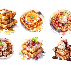 Waffle Clipart, Watercolour Breakfast Clipart Bundle, Pancake Clipart ...