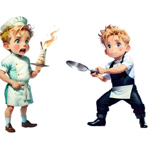 Chef Clipart, Cooking Watercolor Pictures, Cute Cartoon, Cooking ...
