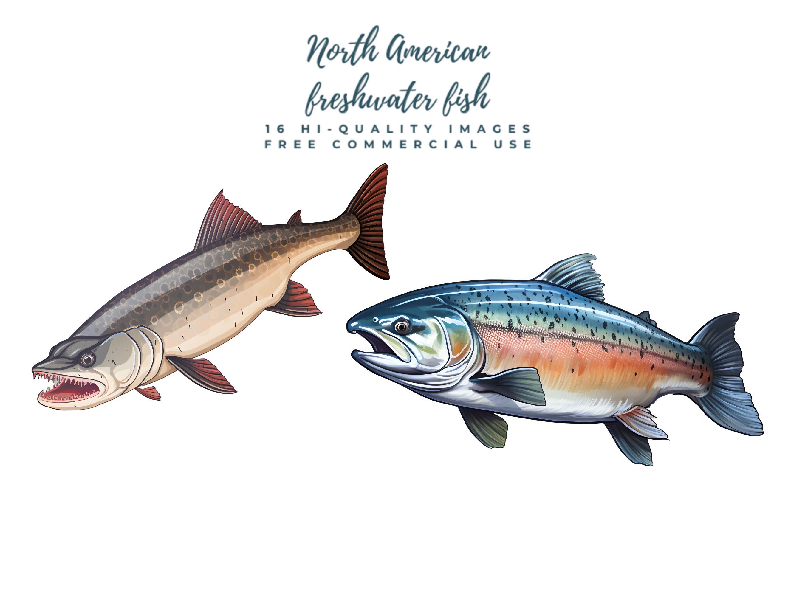 Watercolor Fish Clipart, Colorful Fish, Watercolor Fishing, Freshwater ...