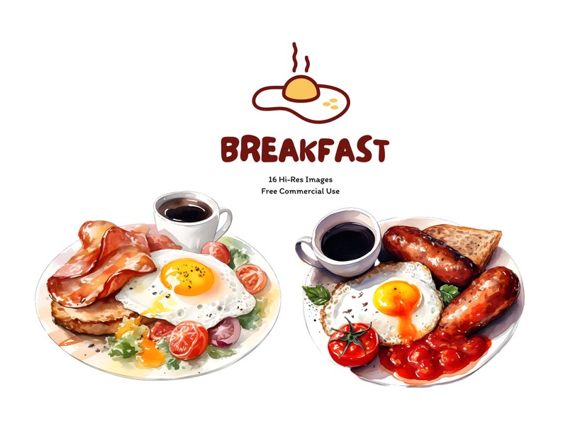 Watercolor Breakfast Clipart, Brunch Clipart, Waffle Art, Breakfast ...