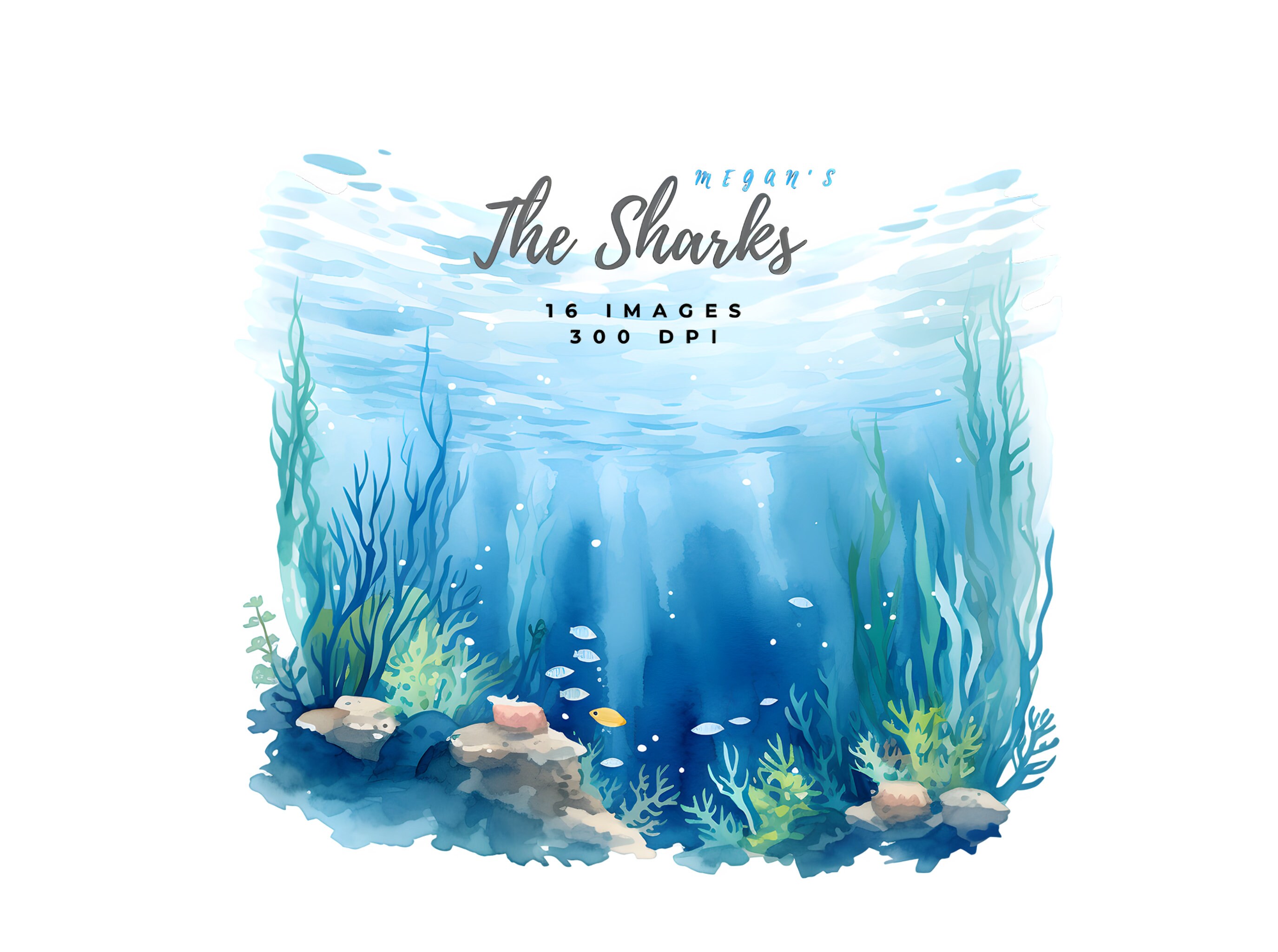 Shark Clipart, Watercolor Shark, Shark PNG, 300 Dpi, Digital Download ...