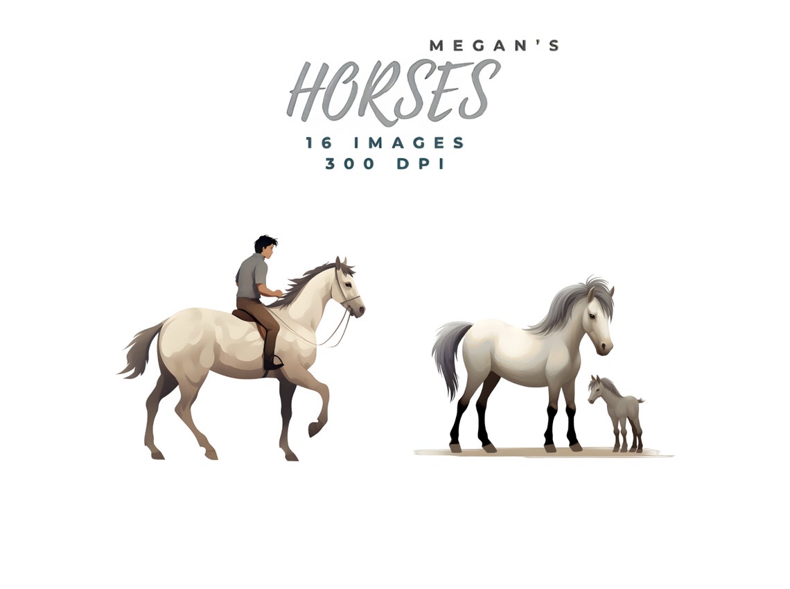 Watercolor Horses Clipart, Farm Animals Clipart, Running Horses ...