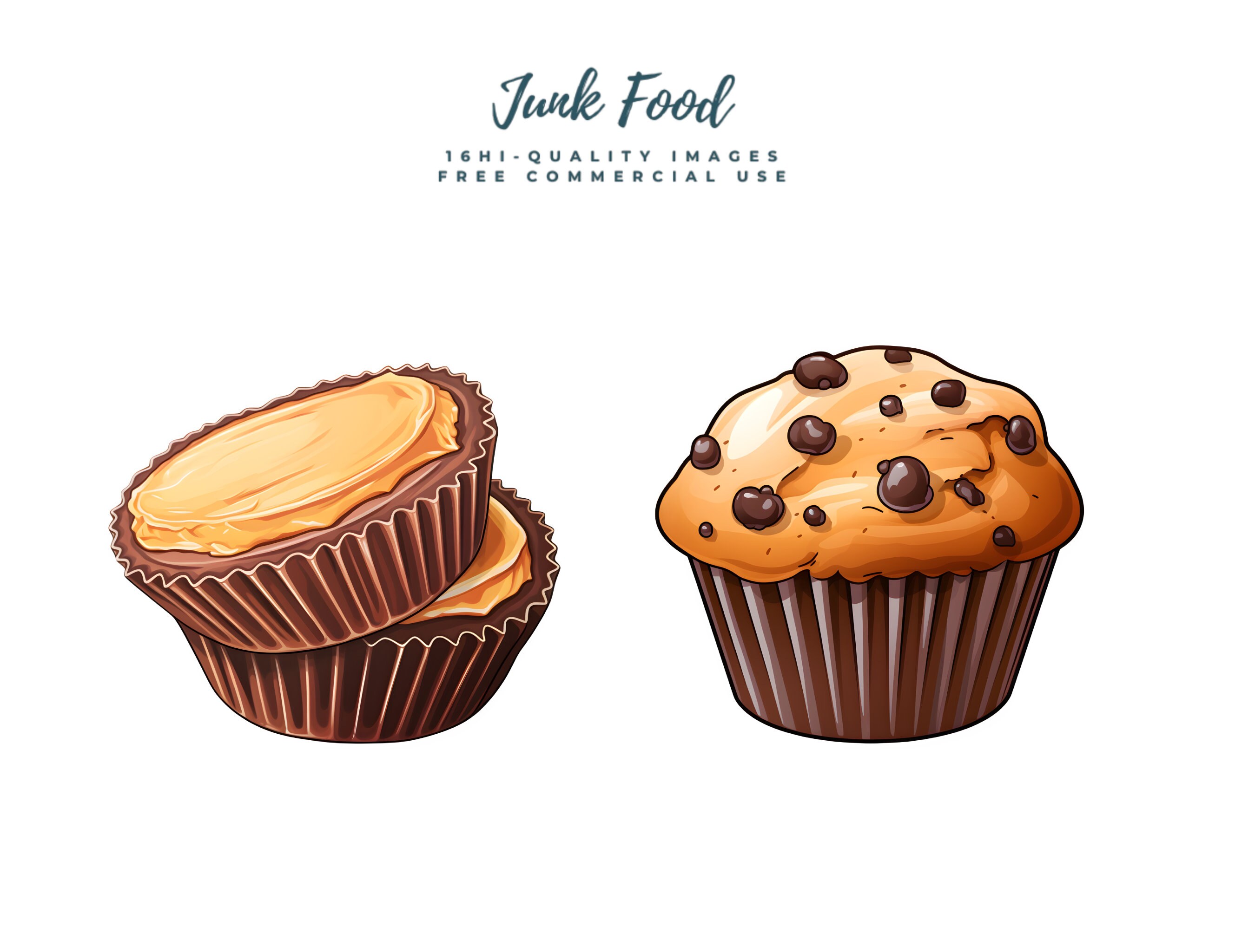 Watercolor Junk Food Clipart Pizza Design Cupcake Clipart - Etsy