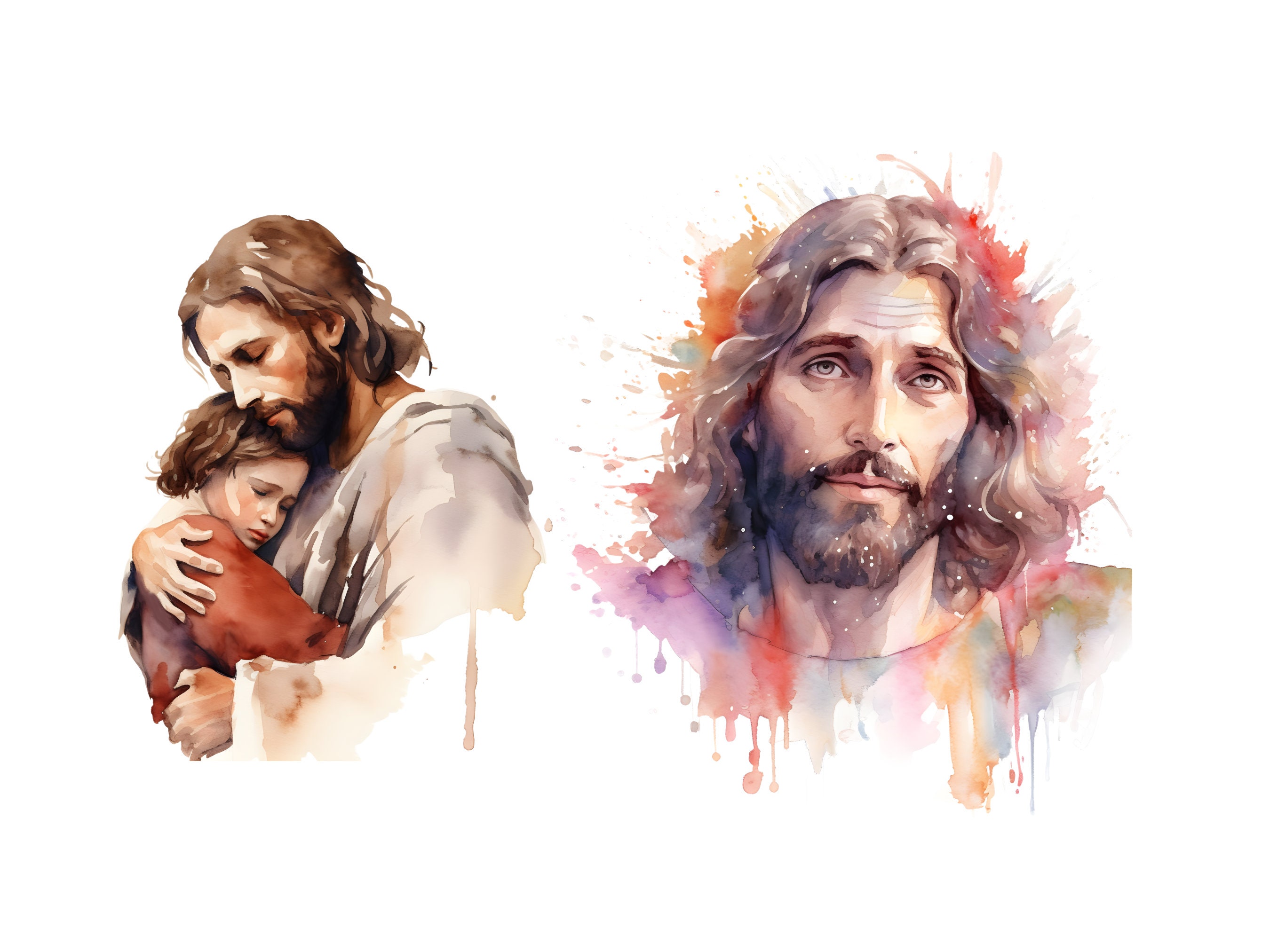 Watercolor Jesus Clipart Jesus Portrait Jesus Painting - Etsy Australia