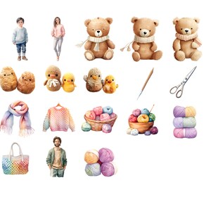 Crochet Clipart | Watercolor Crochet Clipart | Knitting Clipart | Yarn ...