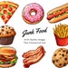 Watercolor Junk Food Clipart - Pizza Design - Cupcake Clipart ...