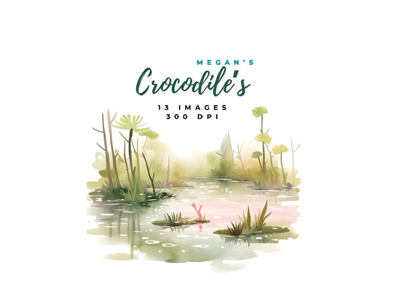 Watercolor Crocodile Clipart - Crocodile Png - Instant Download ...