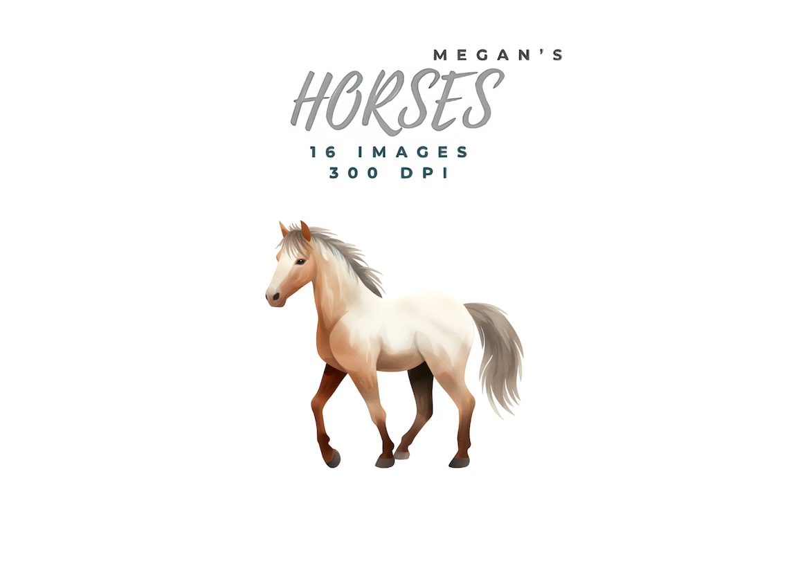 Watercolor Horses Clipart, Farm Animals Clipart, Running Horses ...