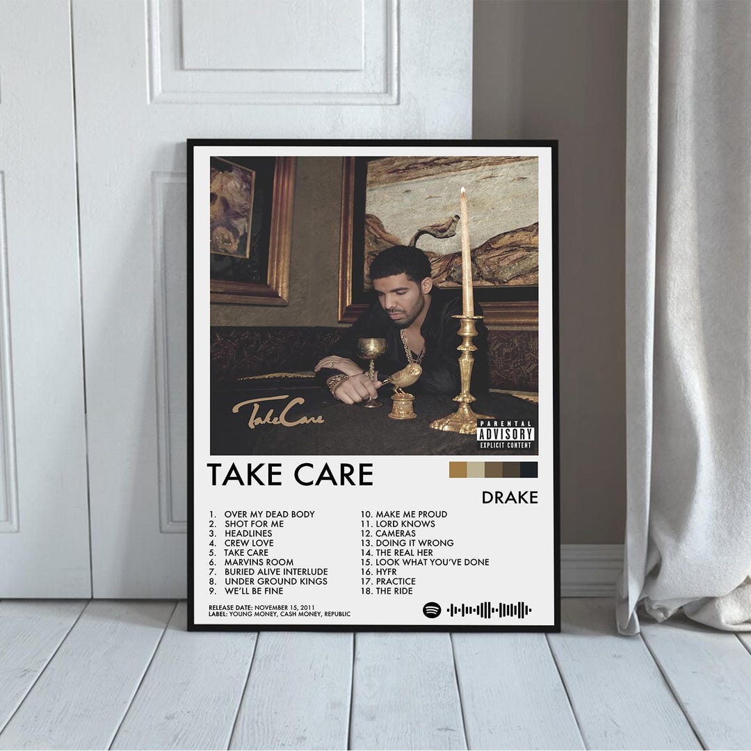 Drake Poster Take Care Digital Poster, Drake Take Care Album Poster ...