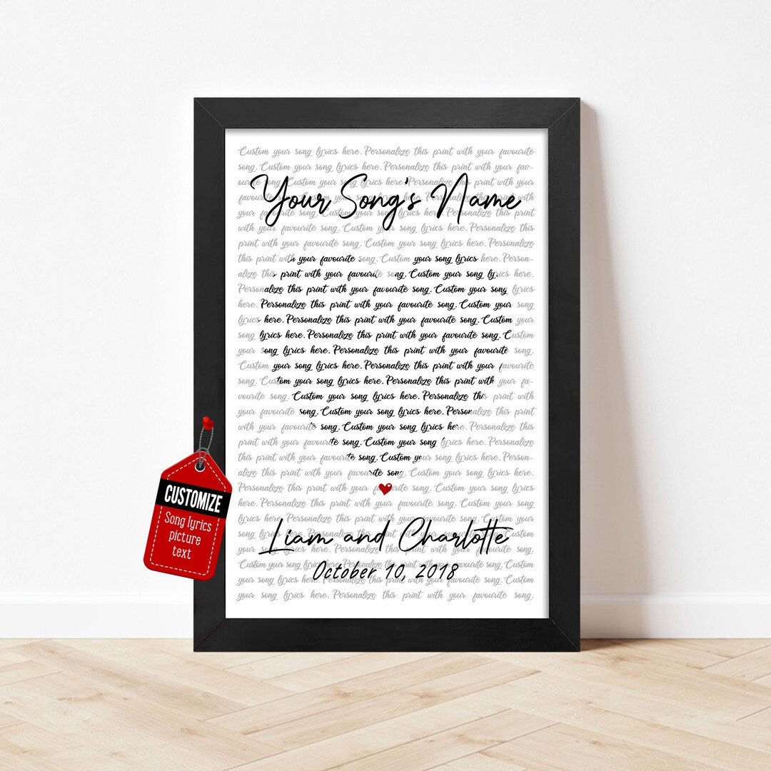 Custom Song Lyrics Print Personalised Music First Dance Song - Etsy