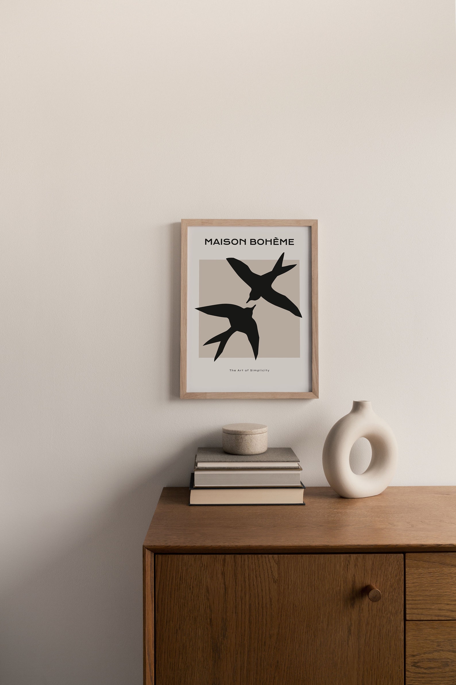 Swallow Poster Art Bird Swallow Modern Art Decor Swallow Black Beige ...