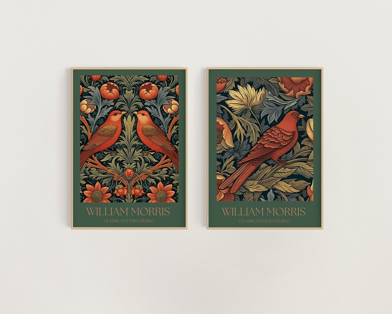 William Morris Set of 2 Prints Green Morris Set of 2 Posters Wall ...