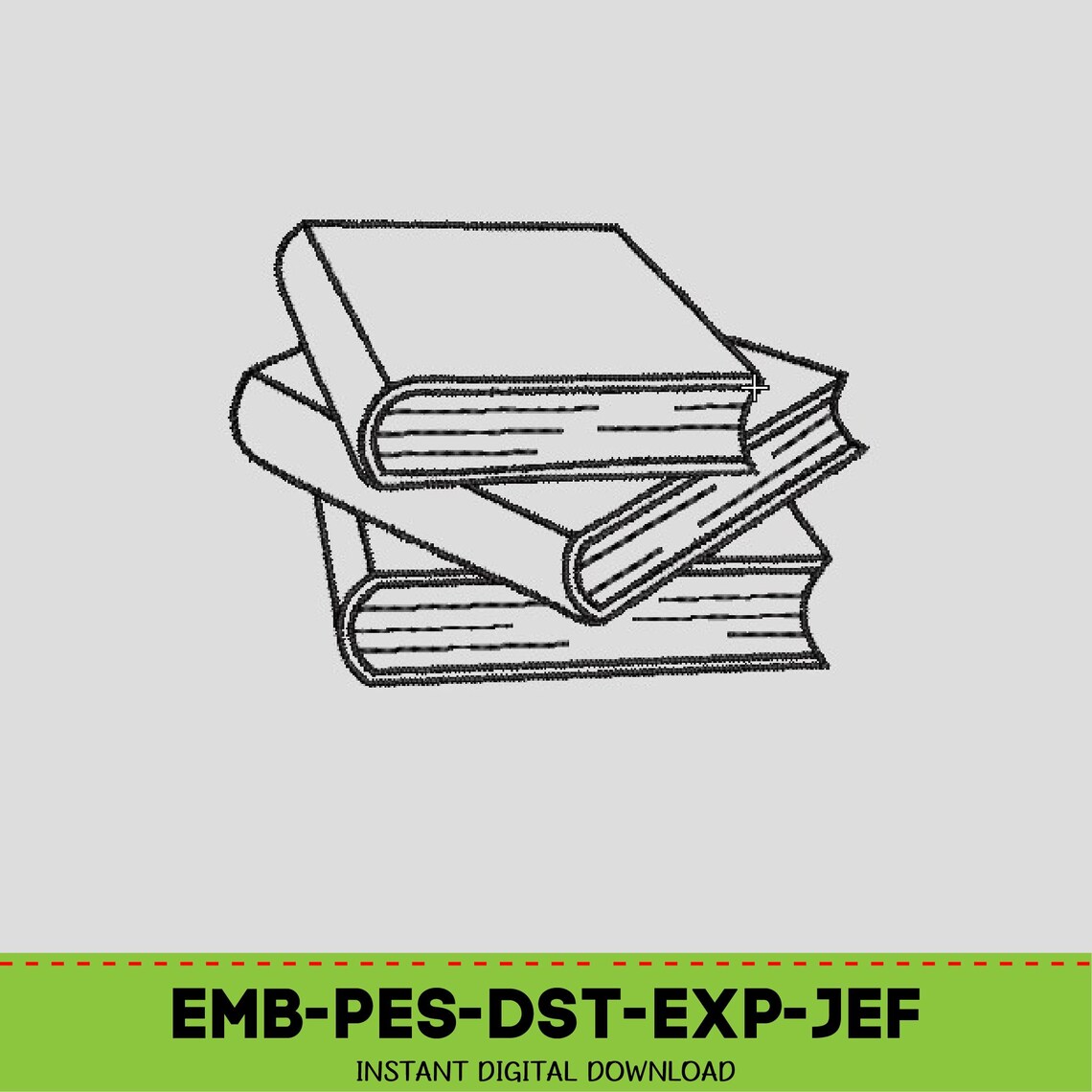 Stack of Books Embroidery File, Book Lover Machine Embroidery Design ...