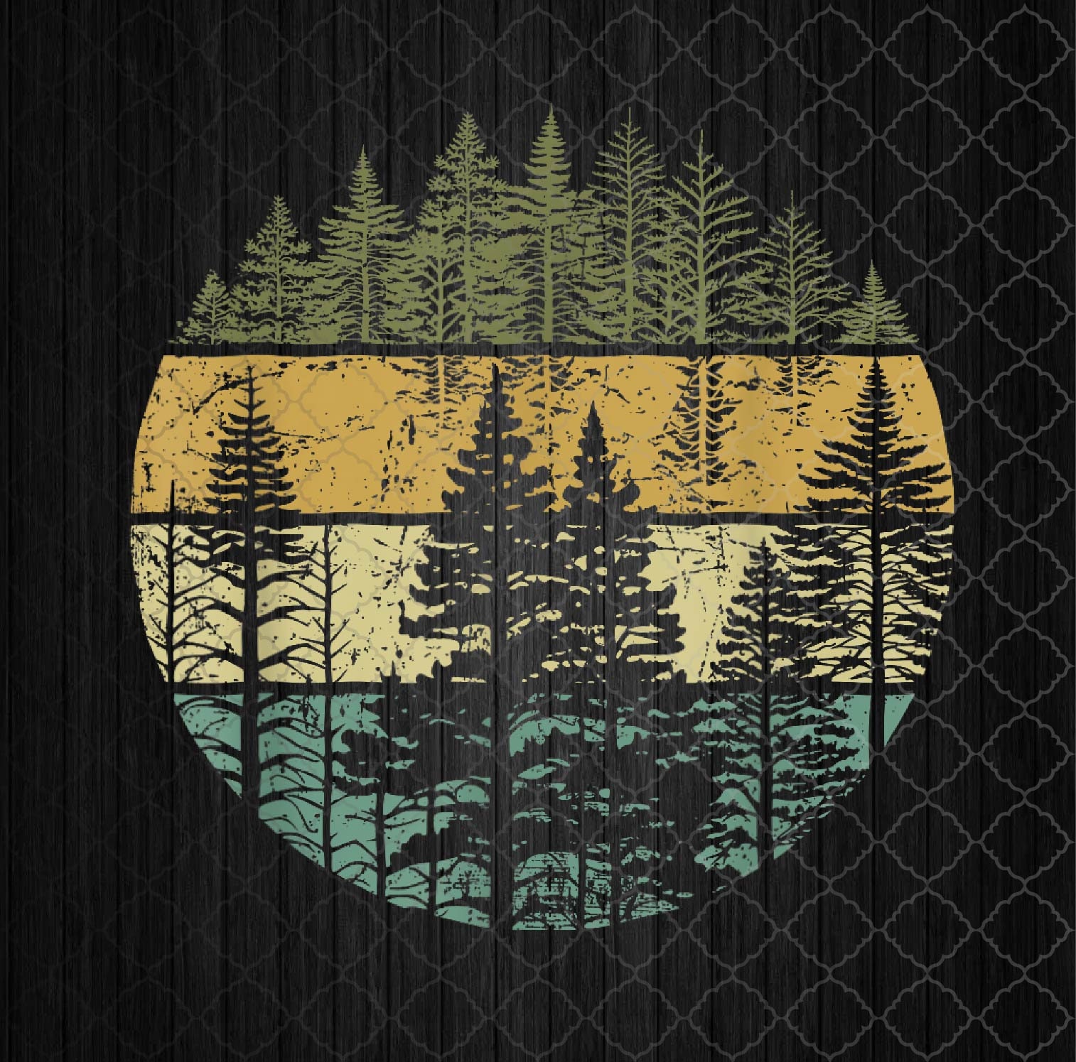 Retro Forest Trees Outdoors Nature Png, Vintage Png, Sublimation Design ...