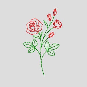 Outline Rose Embroidery Design -single Line Floral Machine Embroidery ...