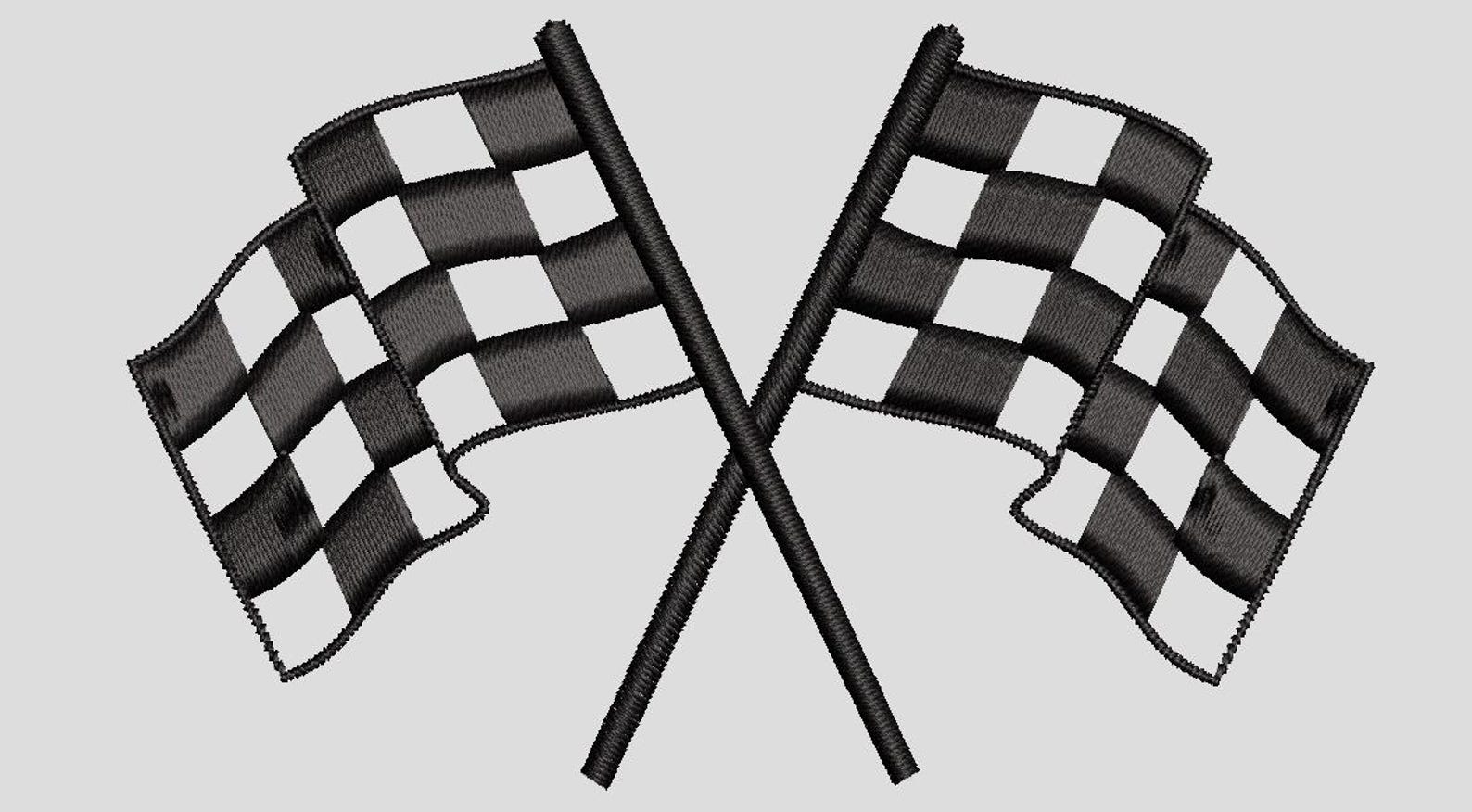 Racing Checkered Flags Machine Embroidery Design, Crossed Finish Line ...