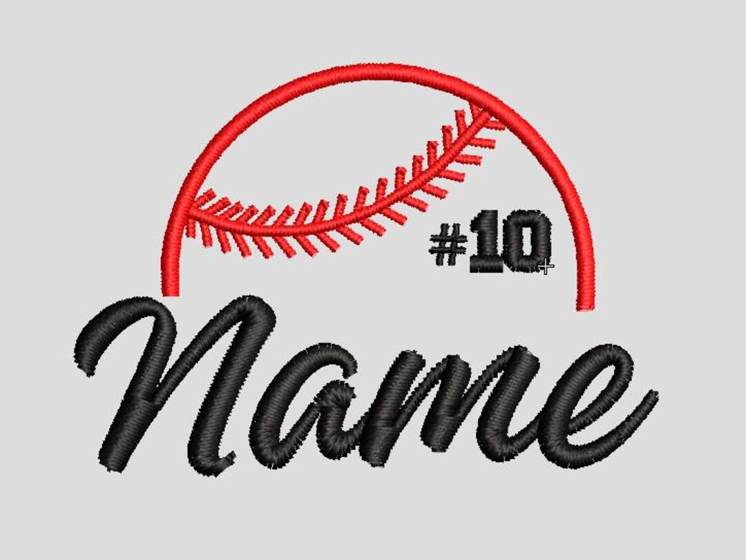 Custom Baseball Embroidery Design, Add Name and Number Stitch File ...
