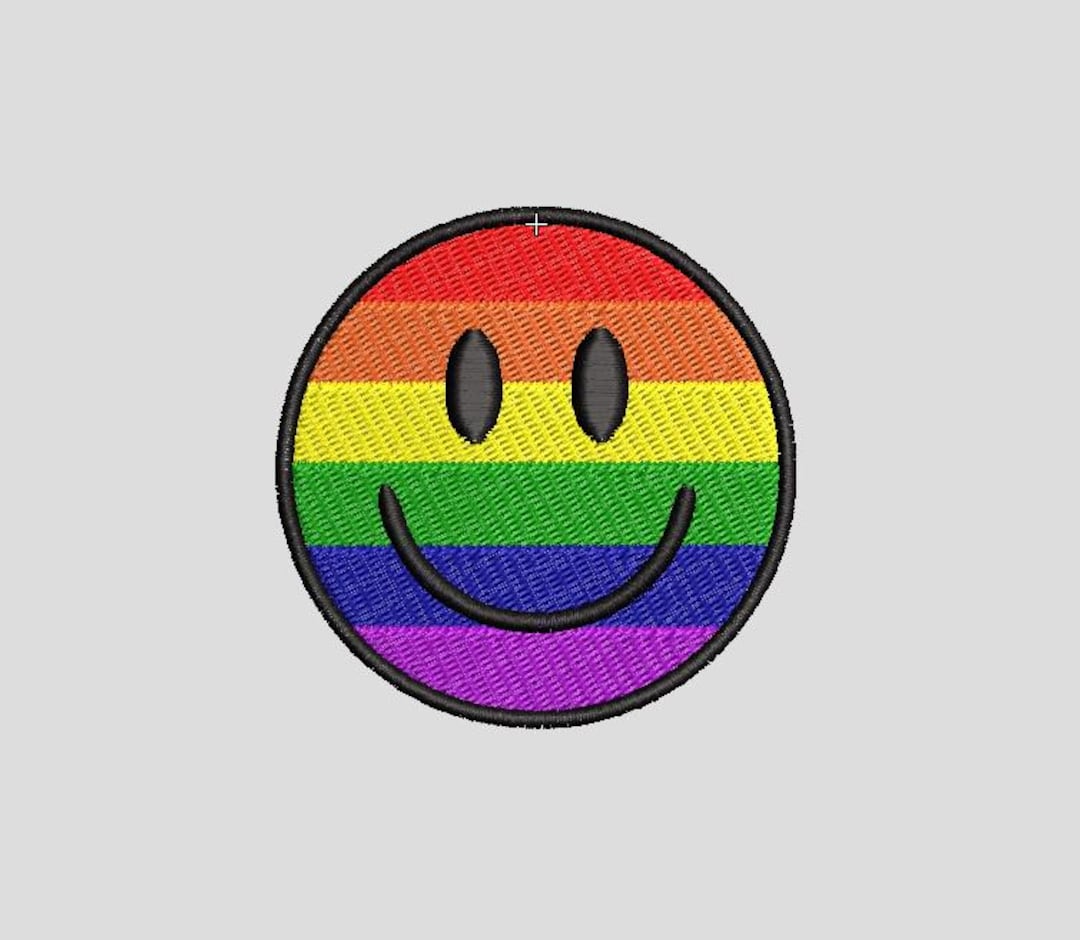 Rainbow Smiley Face Embroidery Design, Pride Smiley Patch File, LGBT ...