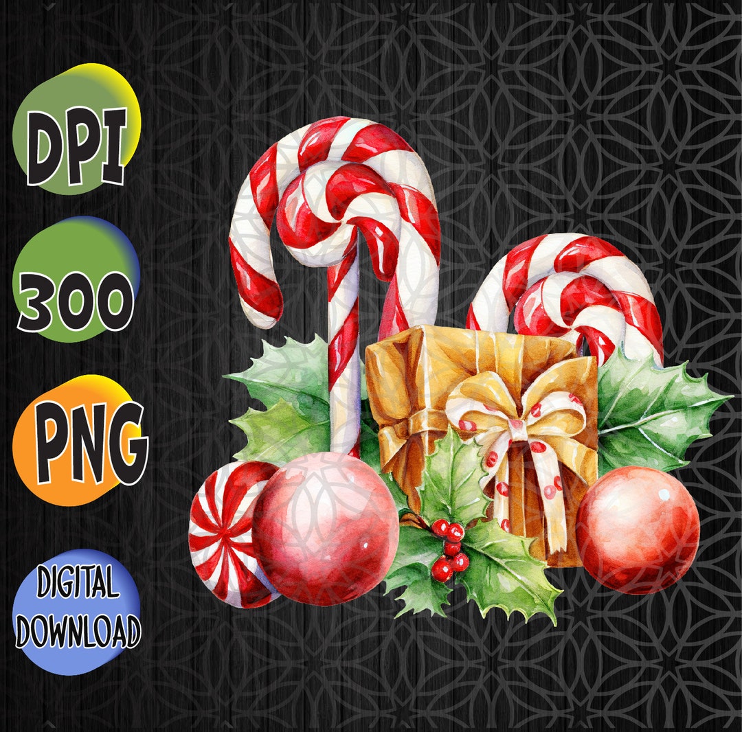 Watercolor Christmas Candy Clipart Candy Cane PNG Christmas - Etsy