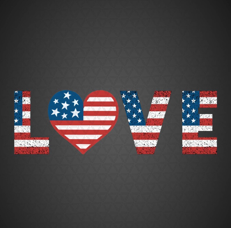 Usa Patriotic American Flag Love Png, Sublimation Design - Etsy