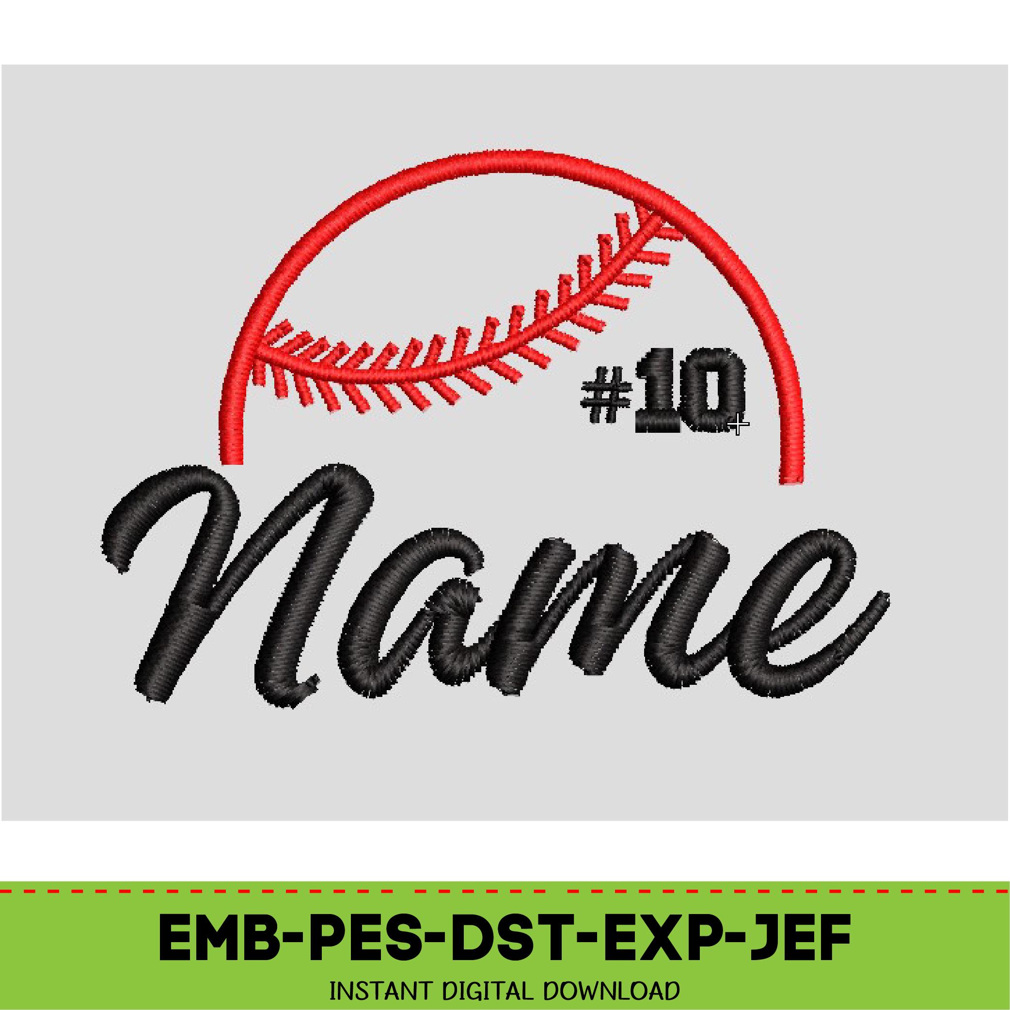 Custom Baseball Embroidery Design, Add Name and Number Stitch File ...