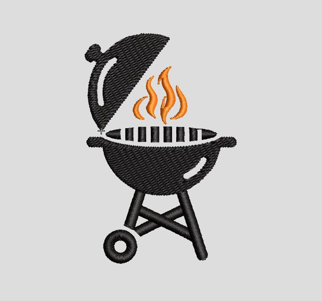 BBQ Grill Embroidery Design, Summer Barbecue Stitch File, Grilling Fire ...