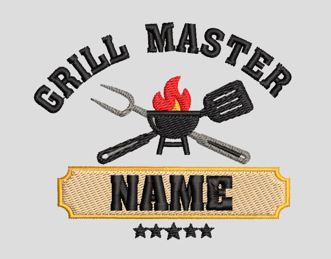 Grill Master Machine Embroidery Design, BBQ Name Frame PES DST Jef File ...