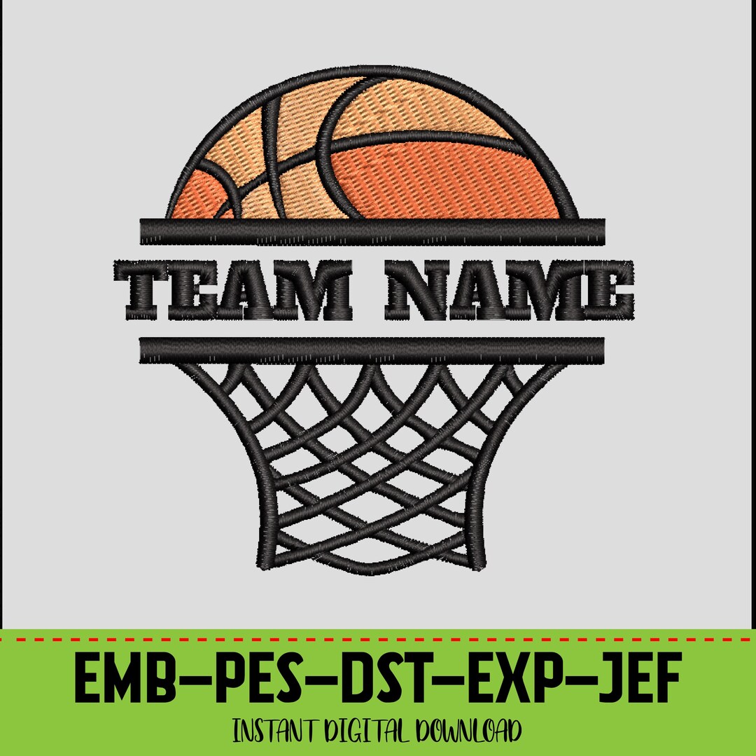 Basketball Hoop Split Monogram Machine Embroidery Design, Personalized ...