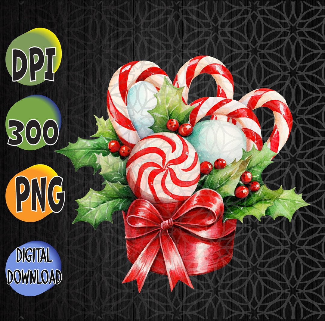Watercolor Christmas Candy Clipart Candy Cane PNG Christmas - Etsy