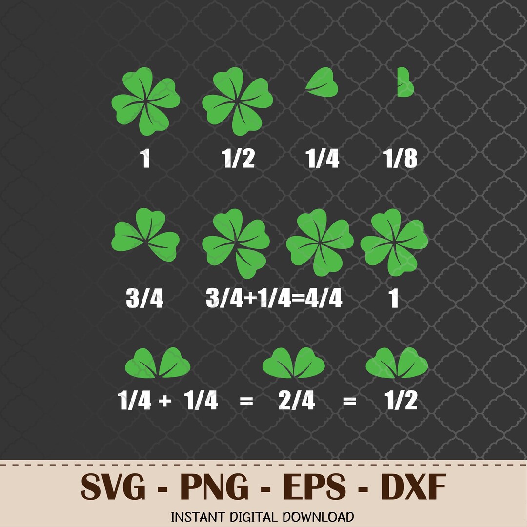 Funny Shamrock Fraction Svg, St Patrick's Day Svg, Math Boys Girls Svg ...
