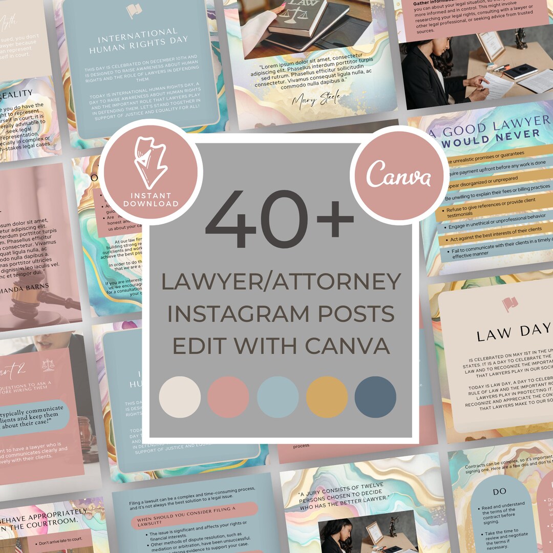 Law Firm Instagram Post Ideas, Pastel, Social Media Post for Lawyers ...
