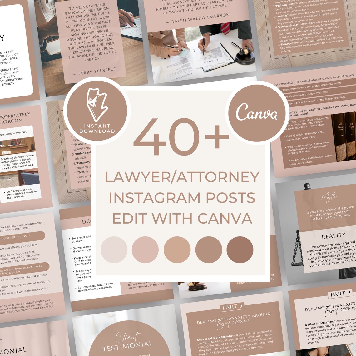 Law Firm Instagram Post Ideas, Neutral, Social Media Posts for Lawyers ...