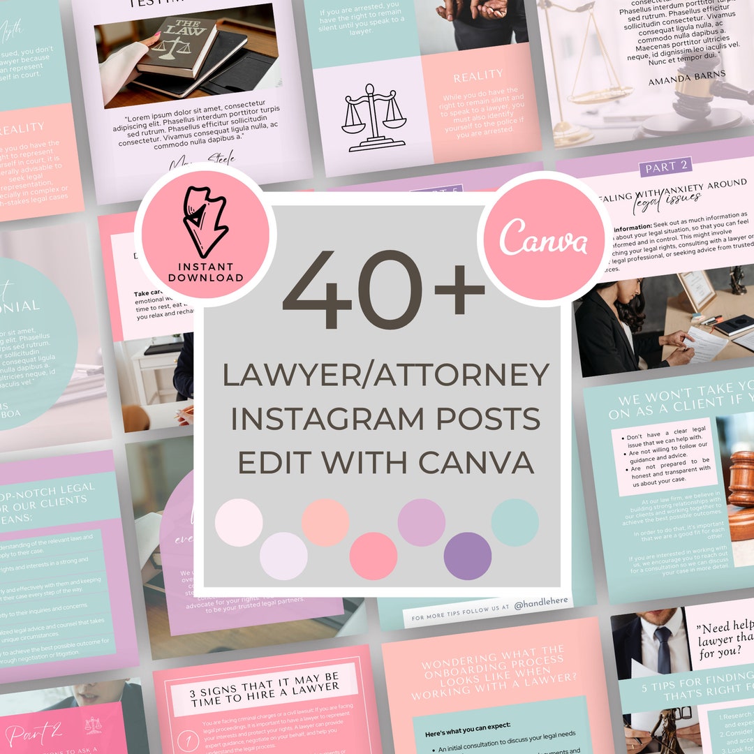 Law Firm Instagram Post Ideas, Pastel, Social Media Post for Lawyers ...