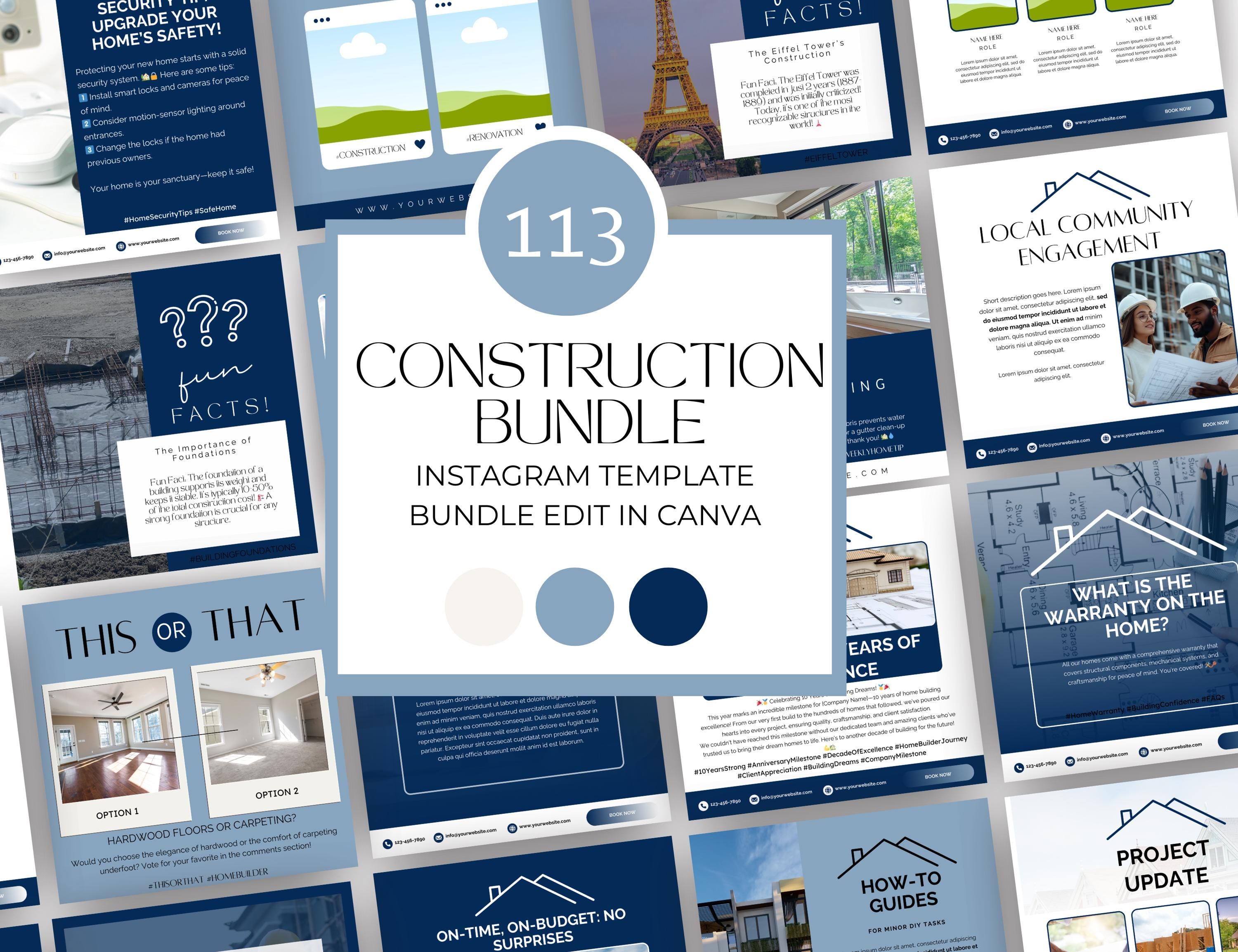 Construction Company Instagram Template, Home Builder Social Media ...