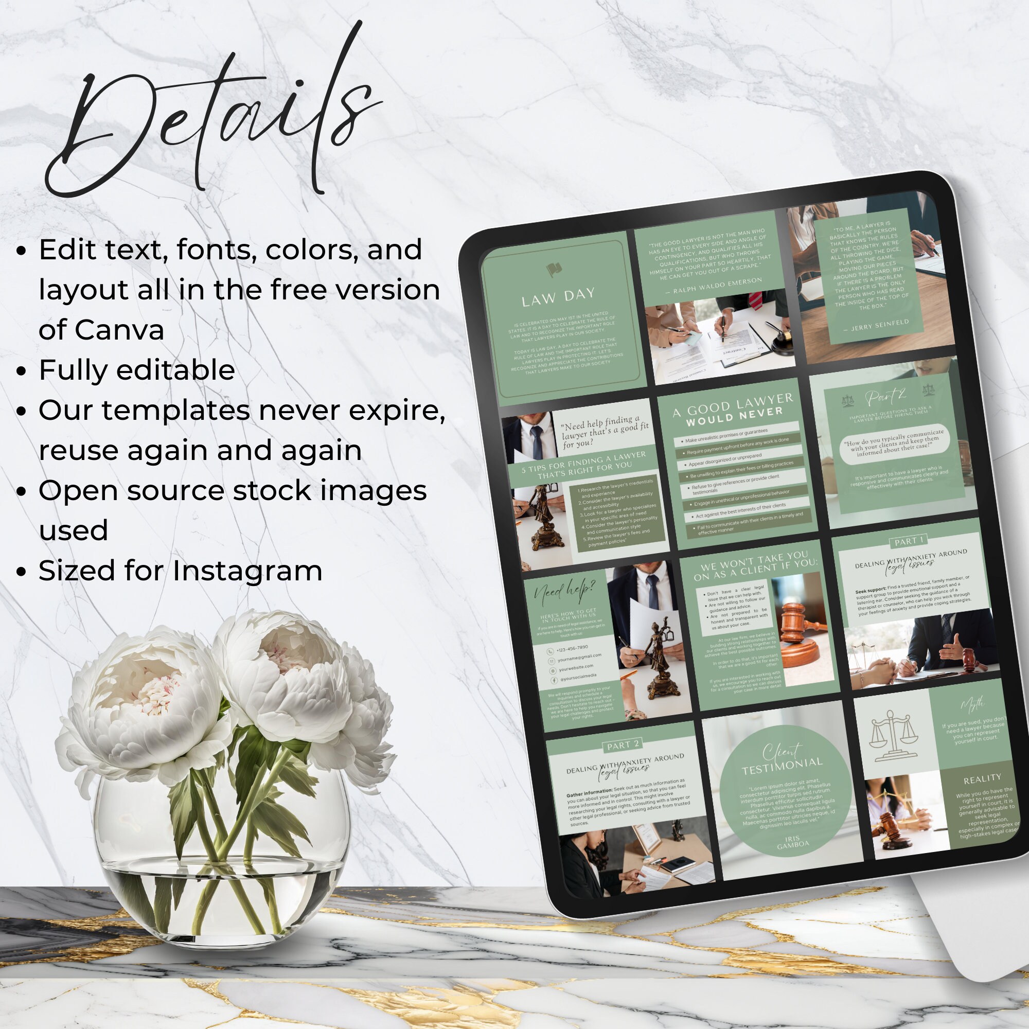 Law Firm Instagram Post Ideas, Sage, Social Media Posts for Lawyers and ...