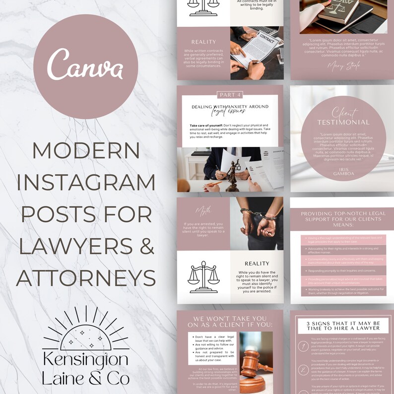 Law Firm Instagram Post Ideas, Blush, Social Media Posts for Lawyers ...
