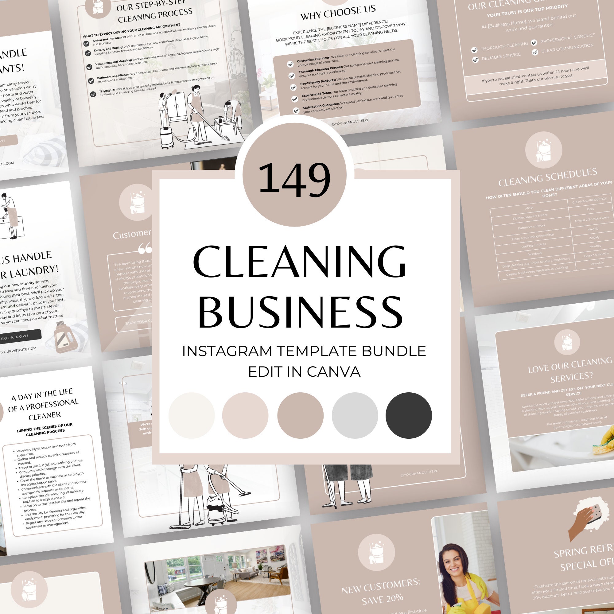 Instagram Template for Cleaning Business, House Cleaning Company Canva ...