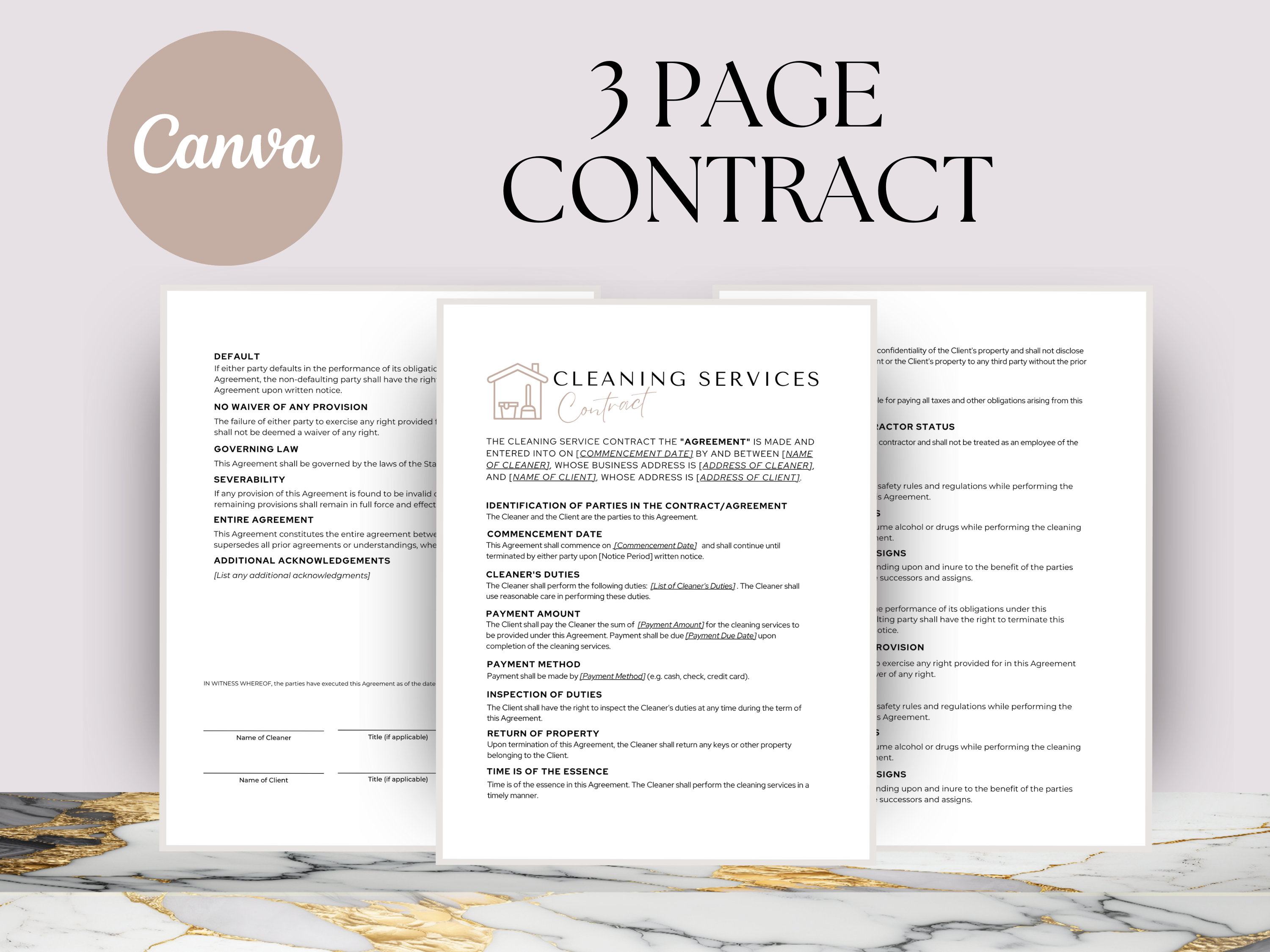 Commercial Cleaning Business Contract, Beige, Janitorial Service ...