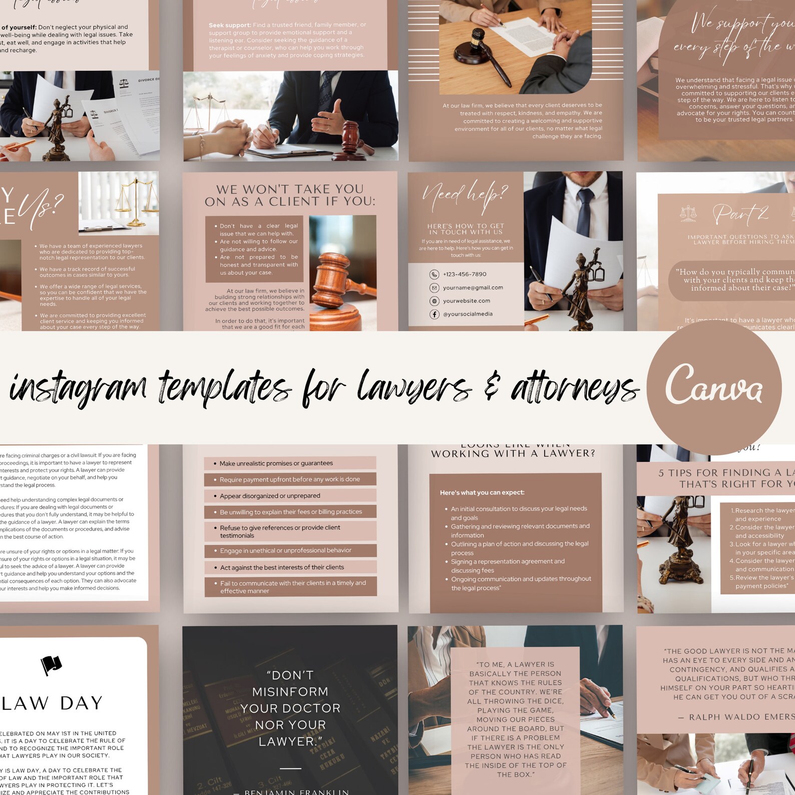 Law Firm Instagram Post Ideas, Neutral, Social Media Posts for Lawyers ...