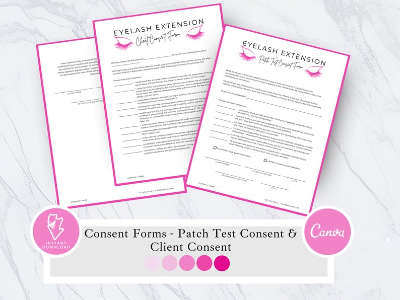 Lash Extension Consent Form Template, Pink, Minimalist, Eyelash, Lash ...