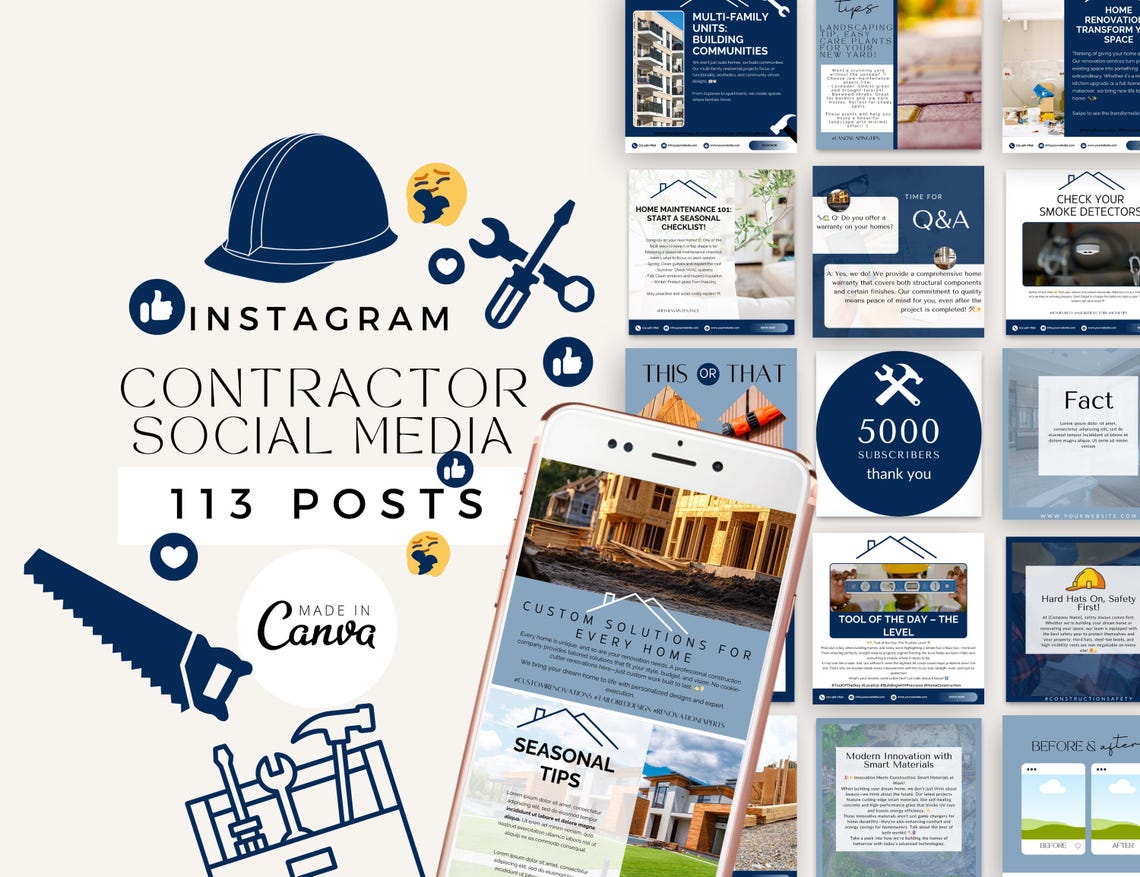 Construction Company Instagram Template, Home Builder Social Media ...