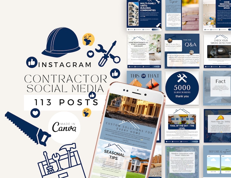 Construction Company Instagram Template, Home Builder Social Media ...