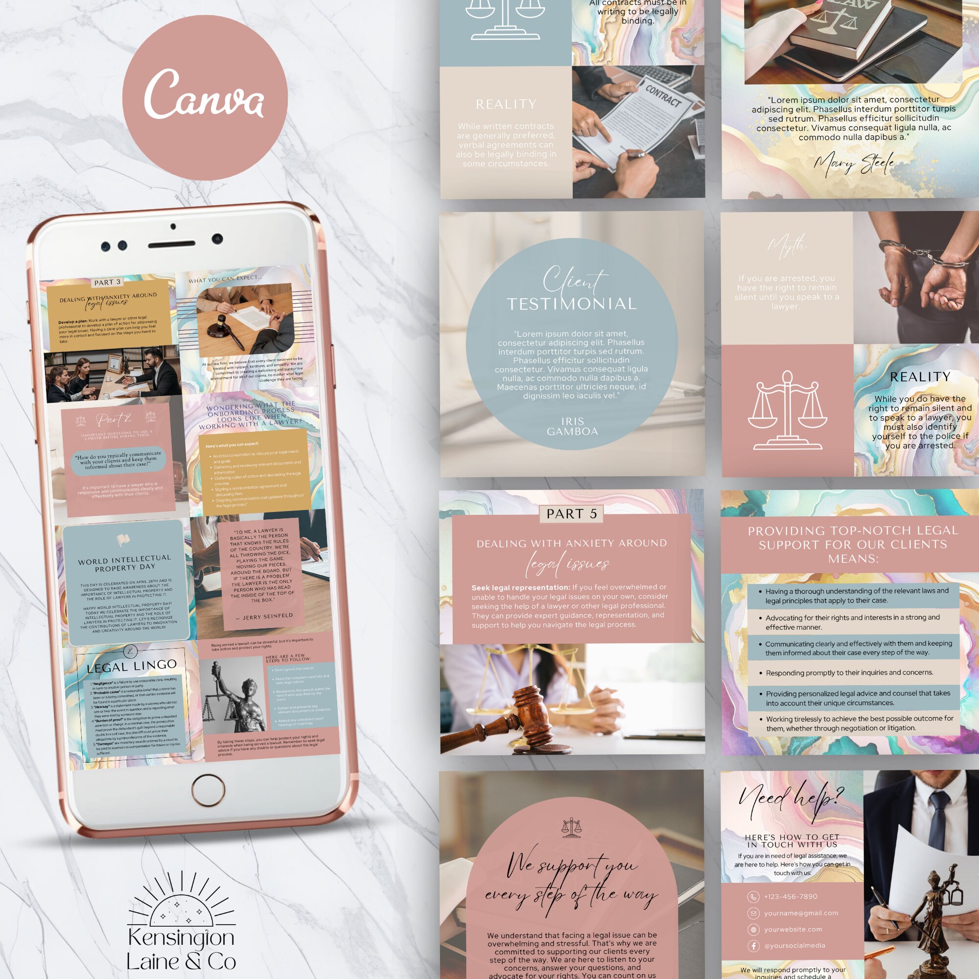 Law Firm Instagram Post Ideas, Pastel, Social Media Post for Lawyers ...