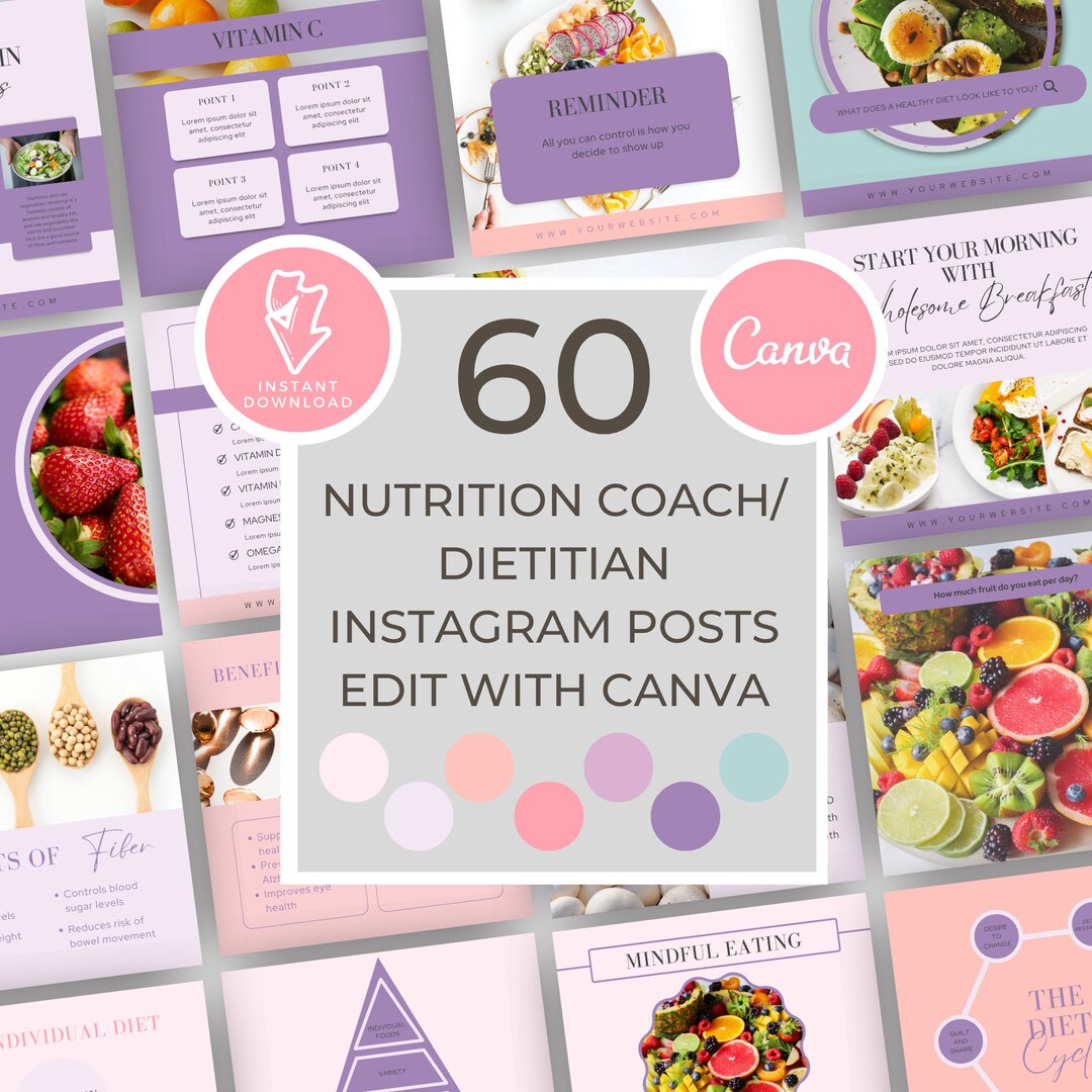 Nutrition Instagram Template Canva, Nutrition Coaching Canva Template ...