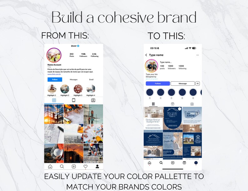 Construction Company Instagram Template, Editable Canva Posts ...