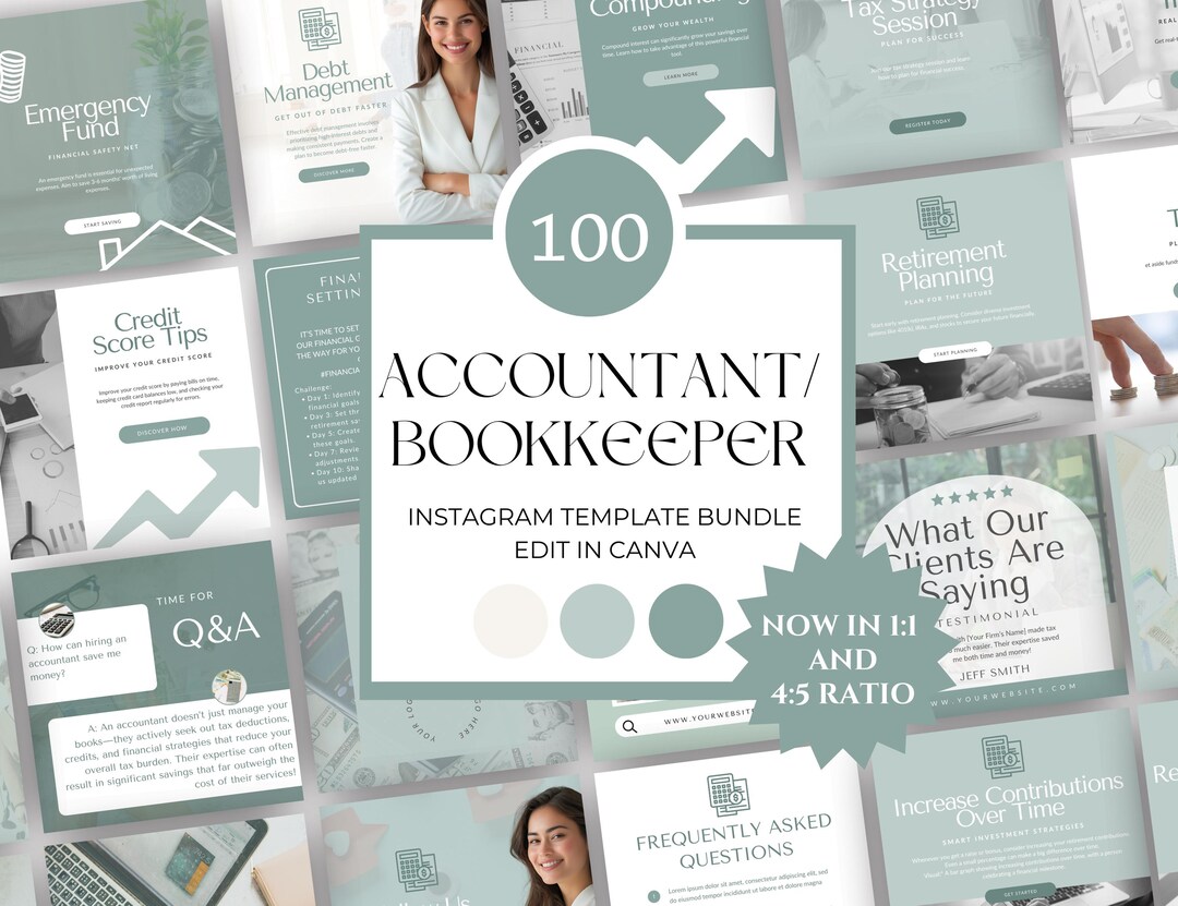 Accounting and Bookkeeping Social Media Templates for Small Business ...